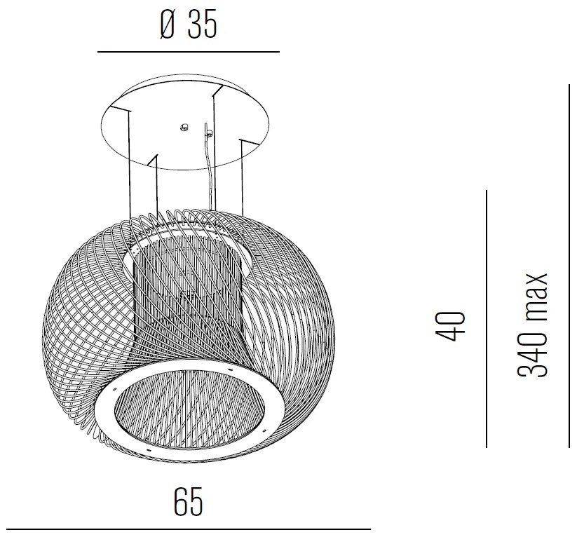 Metal Lux 242.065.02 Impossible C, bílé drátěné svítidlo, 3x15W LED 2700K, prům.65cm