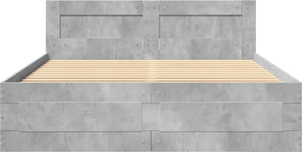 Rám postele s čelem betonově šedý 140 x 200 cm kompozitní dřevo 3295565