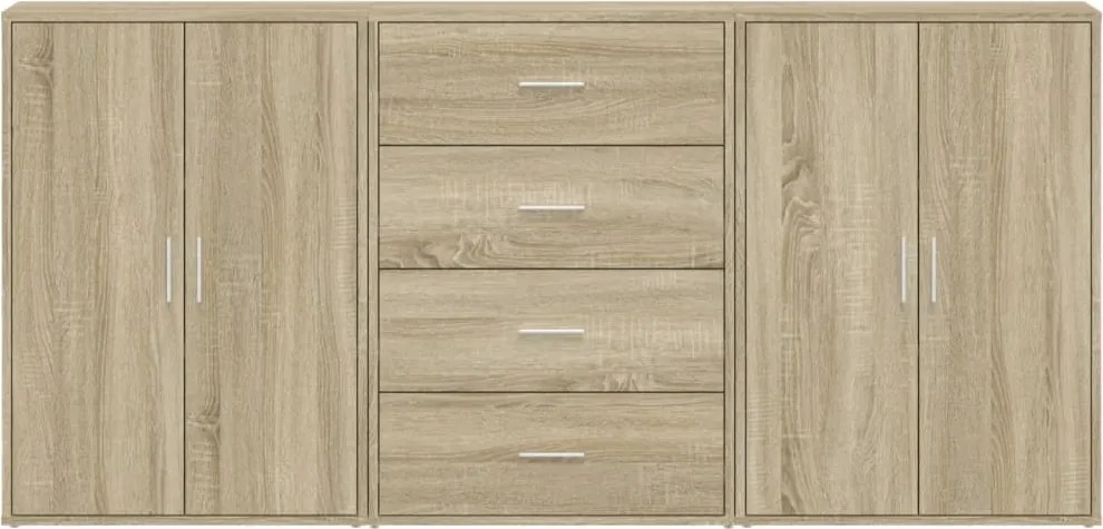Příborníky 3 ks dub sonoma 60 x 31 x 84 cm kompozitní dřevo 3276576