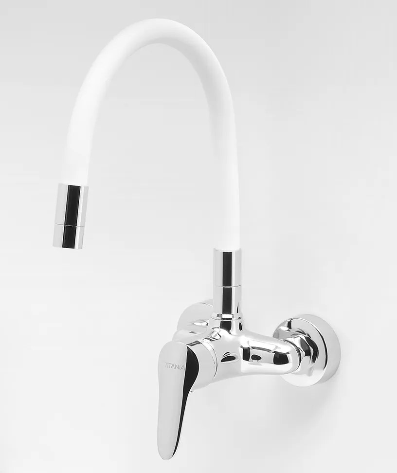 Ferro Zumba - Dřezová baterie s elastickým ramenem 100mm, bílá-chrom, 94484,0B