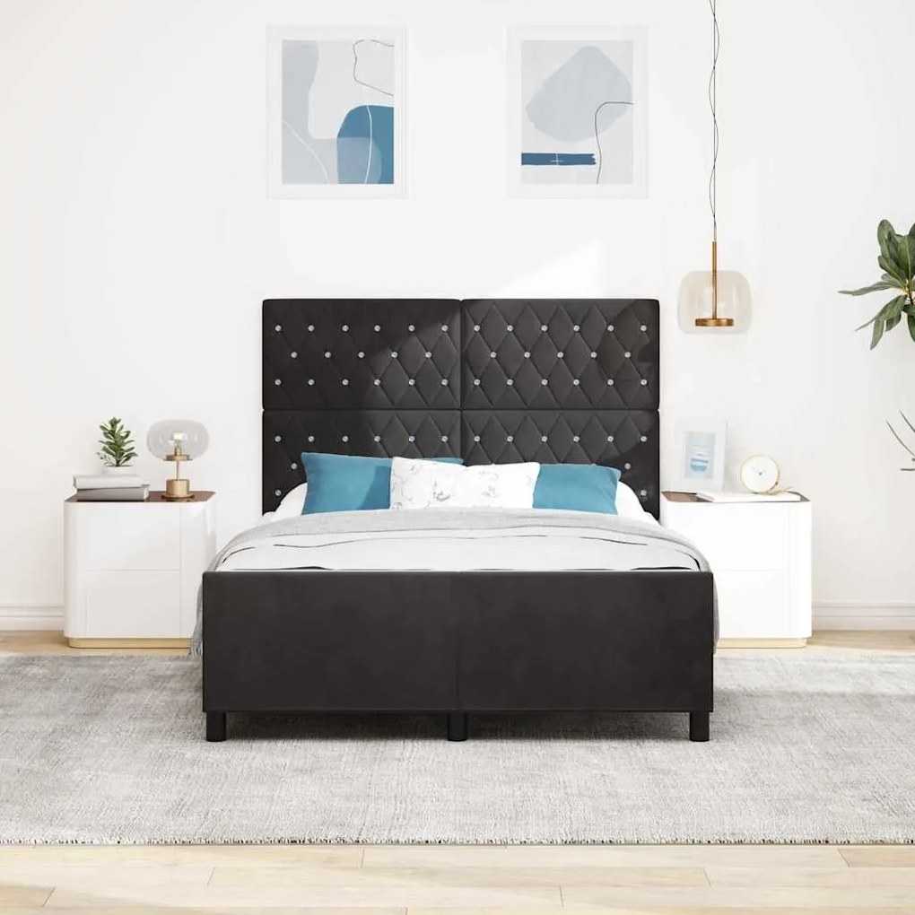Postel s boxspringem s čelo Černá 160 x 200 cm samet 3344887