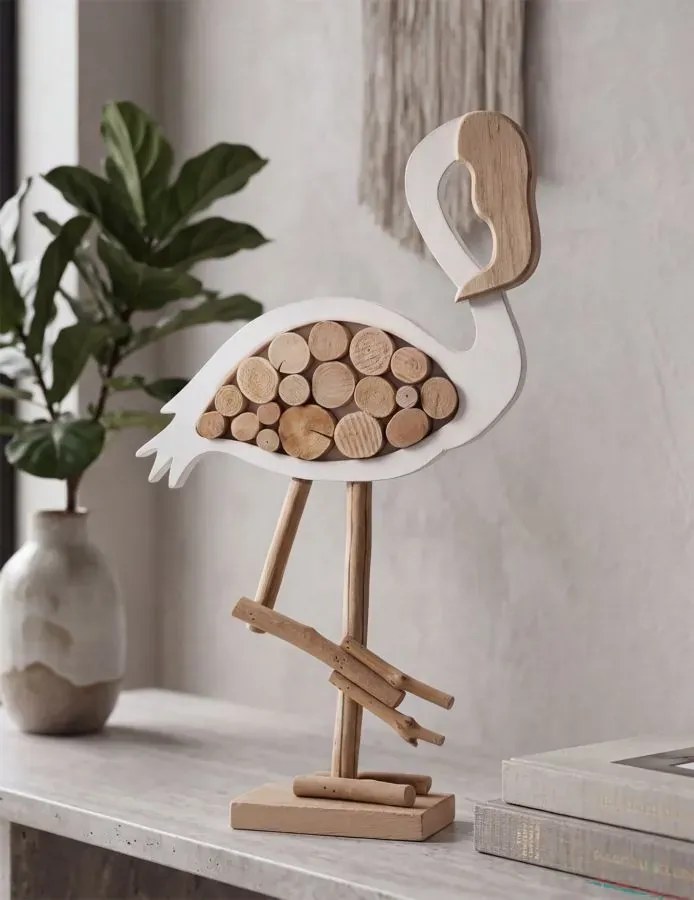Dřevěná dekorace Flamingo Nature 56 cm hnědá