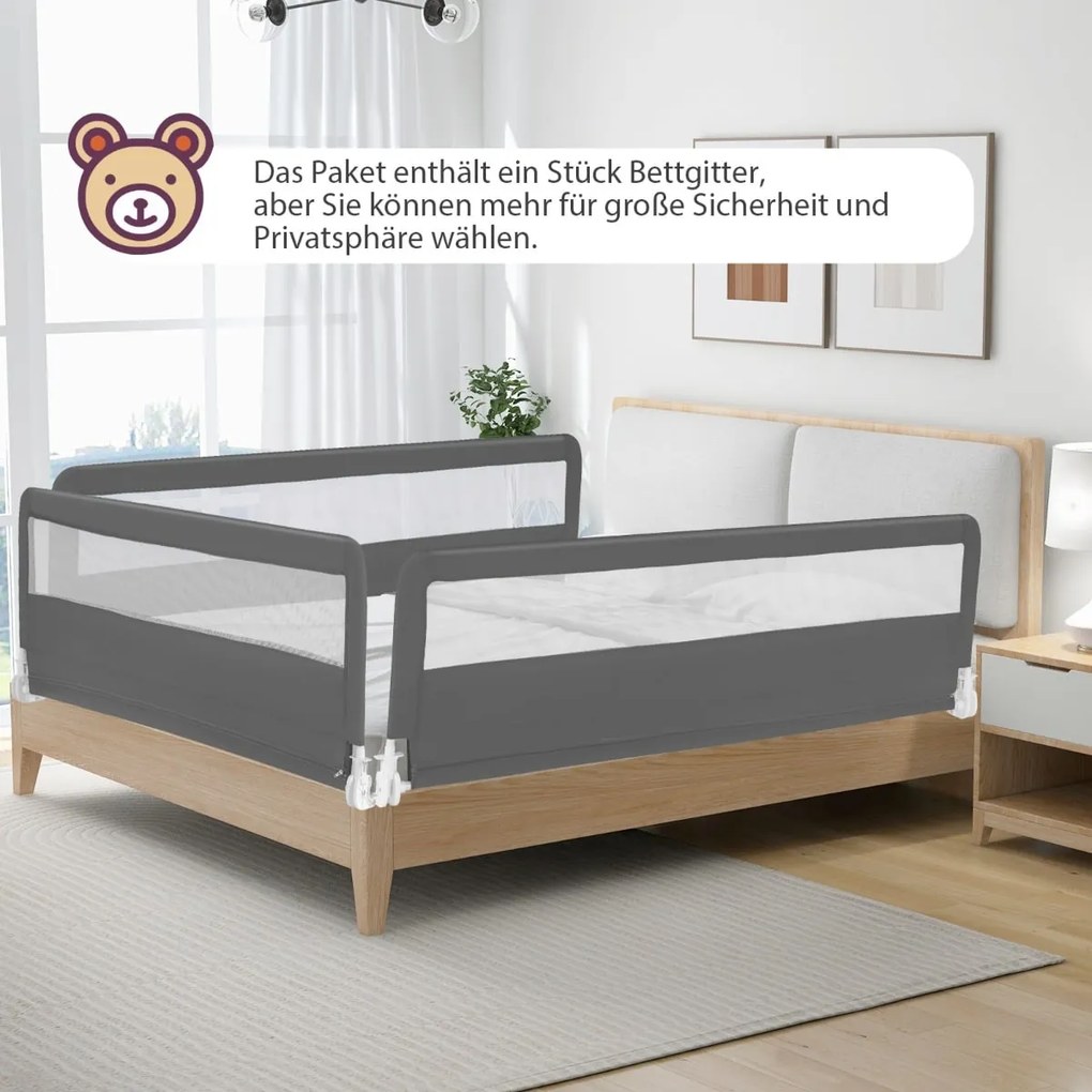 Costway 180 cm dlouhá skládací tyč na postel s bezpečnostními popruhy 180°