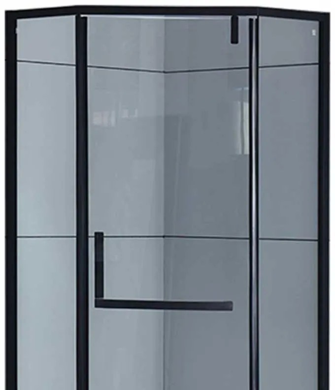 BPS-koupelny Pětiúhelníkový sprchový kout HYD-PK4026B 90x90 cm černá/transparent + vanička HYD-PSV-ST07B bílá