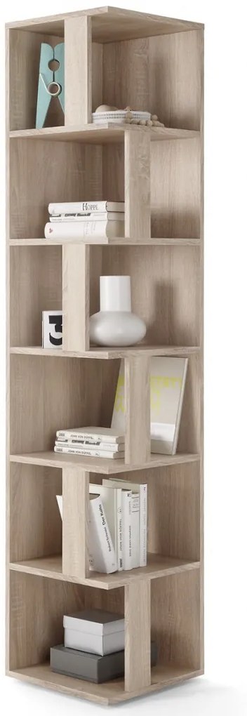 Rohový regál s přihrádkami Corner Shelf, dub sonoma