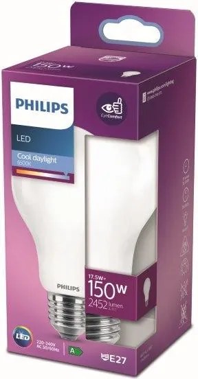 Philips 8718699764616 led žárovka 1x17,5w | e27 | 2452lm | 6500k - studené denní světlo, matná bílá, eyecomfort