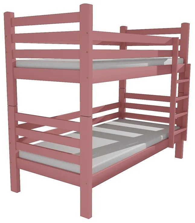 Vomaks Patrová postel M 007 NEW* 80 x 190 cm netransparentní barva růžová 100 cm (+20 cm vsuvky mezi lůžky a prodloužený žebřík)
