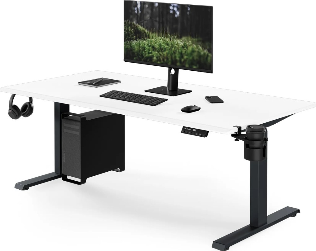 Elektrický stůl s nastavením výšky ergonomický antracitově-bílý, 1600x800 mm: ARIA