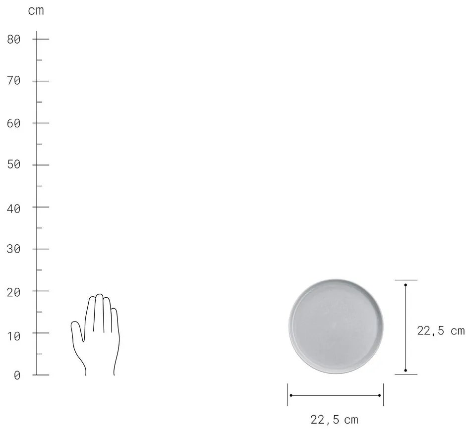 CASA NOVA Sada snídaňových talířů 22,5 cm set 4 ks - šedá