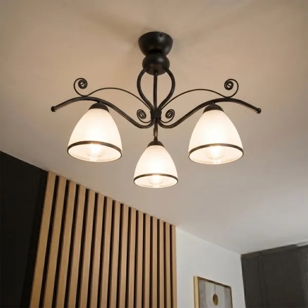 Přisazený lustr RETRO 3xE27/60W/230V černá/bílá