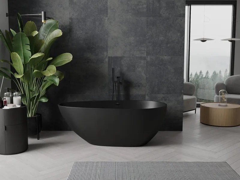 Mexen Palermo volně stojící vana z konglomerátu 150 x 78 cm, černá matná - 57211507870