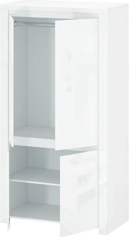 Skříň čtyřdveřová Lingo 106x202x56 cm Bílý lesk