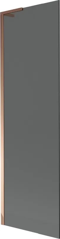 Mexen Next L, 1-křídlová vanová zástěna 60 x 150 cm, 6mm šedé sklo, růžové zlato profil, 895-060-000-03-40-60