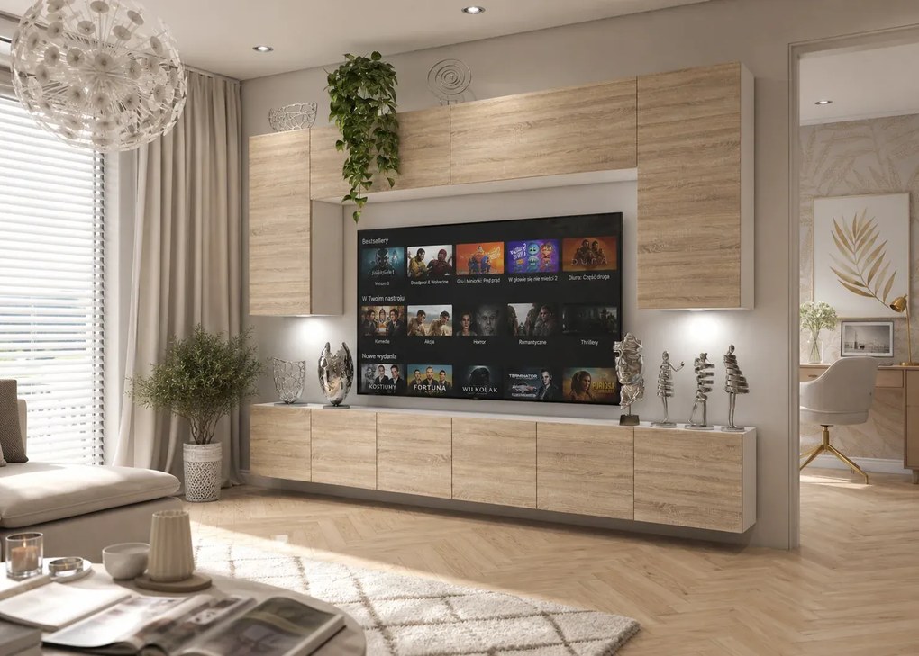 Obývací stěna 300 cm TV dubová dub sonoma IMP PRIMO 2/5/W/DS/0/0