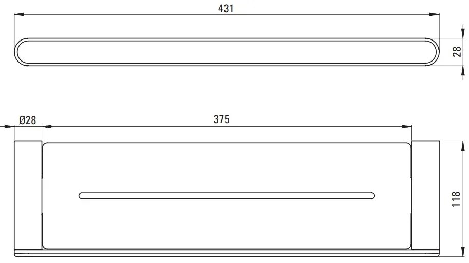 Deante Round příslušenství, nástěnná polička 431 mm, zlatá matná, DEA-ADR_R511