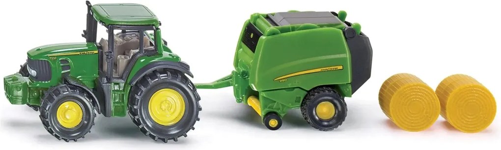 SIKU Kovový model Traktor John Deere s balíkovačkou