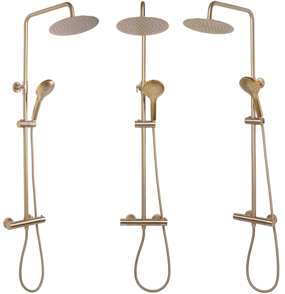 Rea Vincent, sprchový set s termostatickou baterií a dešťovou hlavicí 25cm, zlatá matná, REA-P6602