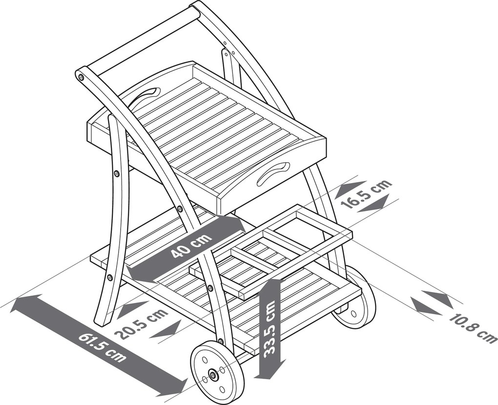 Tchibo - Barový vozík s odnímatelným podnosem - barva: hnědá