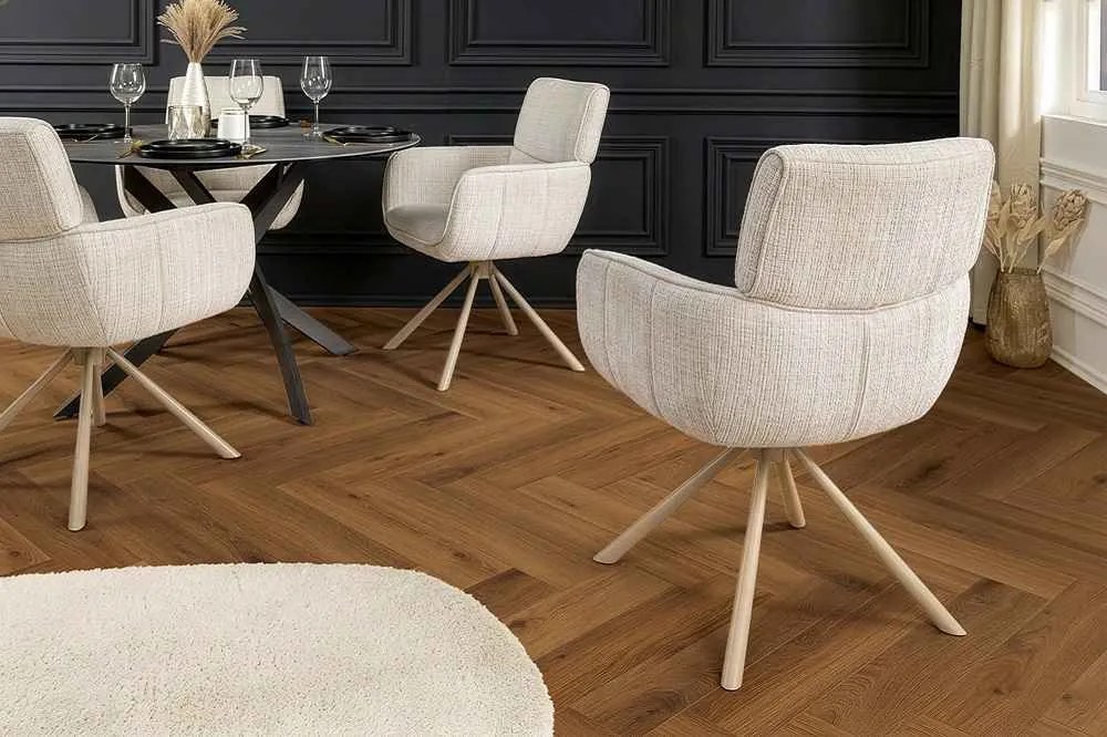 Designová otočná židle Parthenia šampaňská béžová