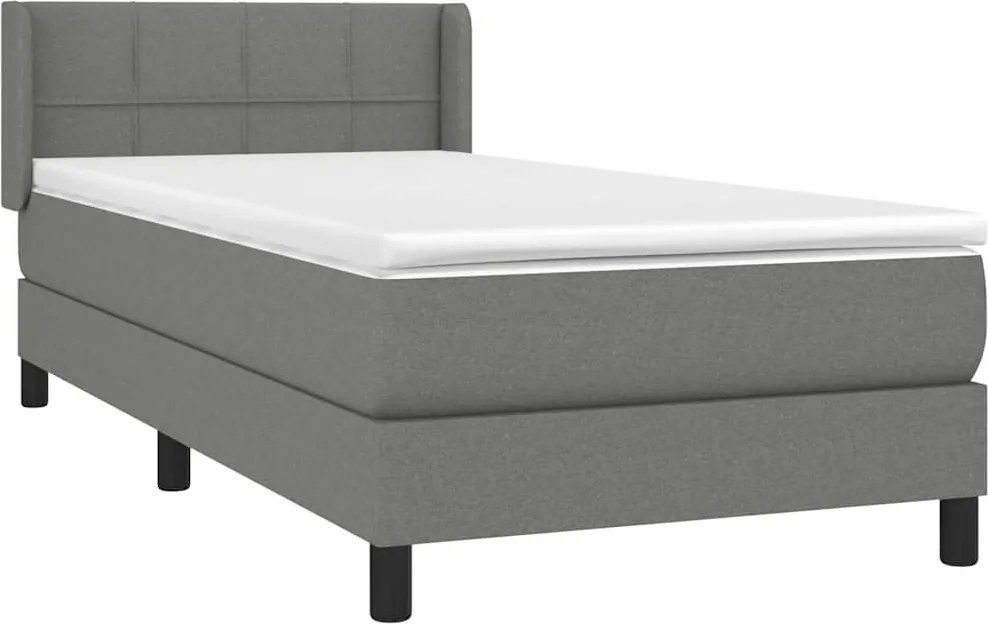 Box spring postel s matrací tmavě šedá 90x200 cm textil 3129682