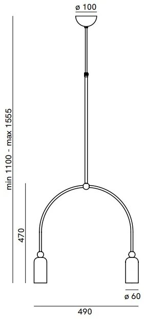 Il Fanale Madame, závěsné svítidlo z přírodní mosazi, 2x5W LED GU10, šířka 49cm