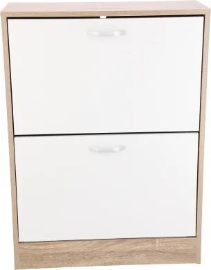 JU Skříň na boty, dřevotřísková deska s dýhou, 81 x 24 x 60, bílá, přírodní