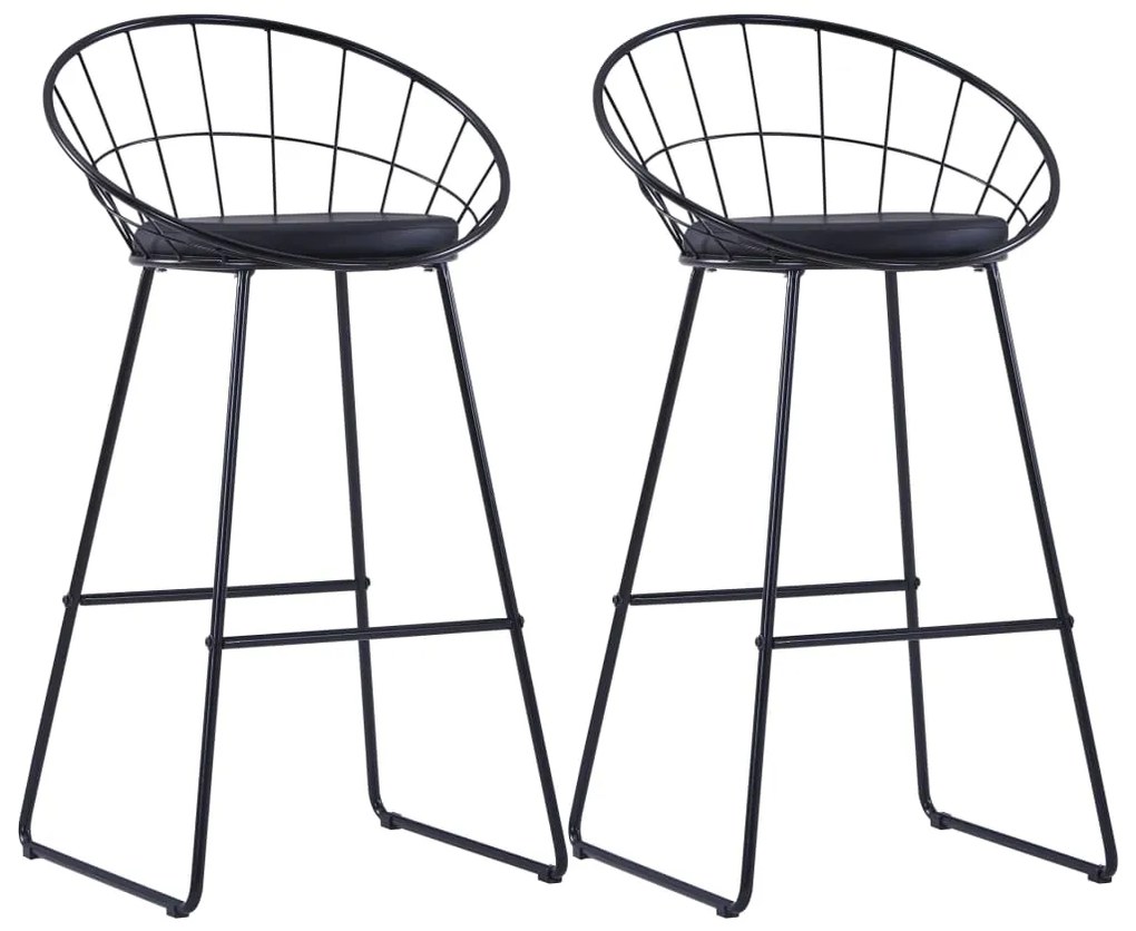 247276 vidaXL Barové židle se sedáky z umělé kůže 2 ks černé ocelové