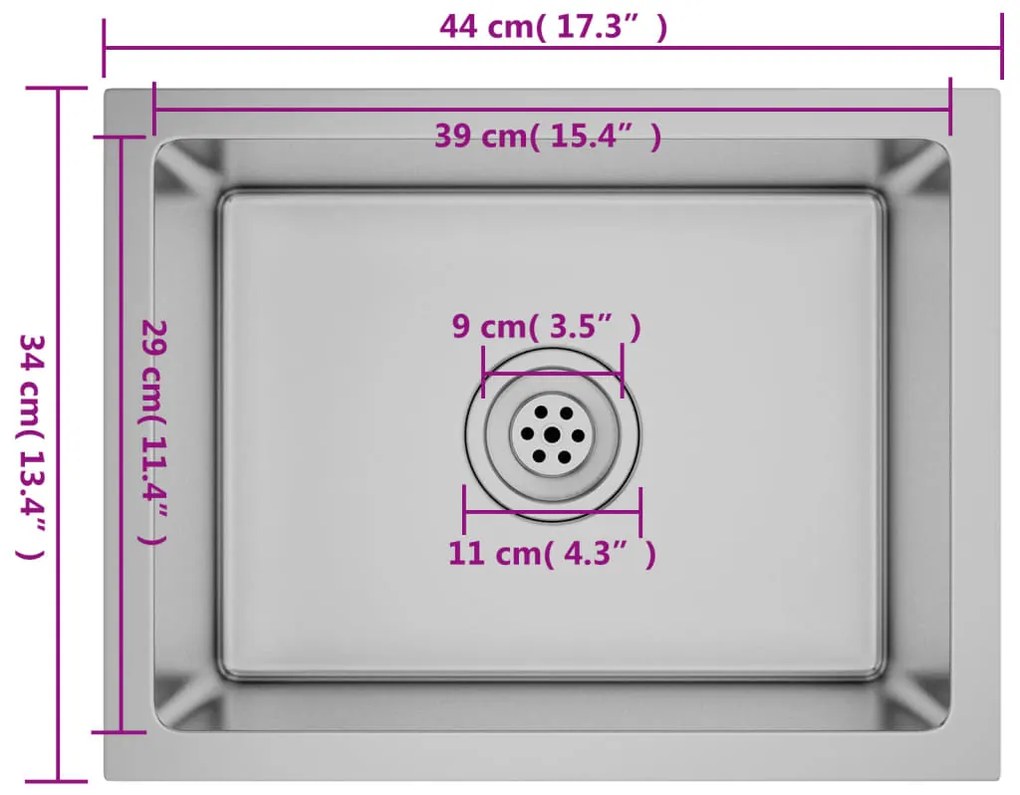 vidaXL Marketos Ručně vyrobený kuchyňský dřez nerezová ocel