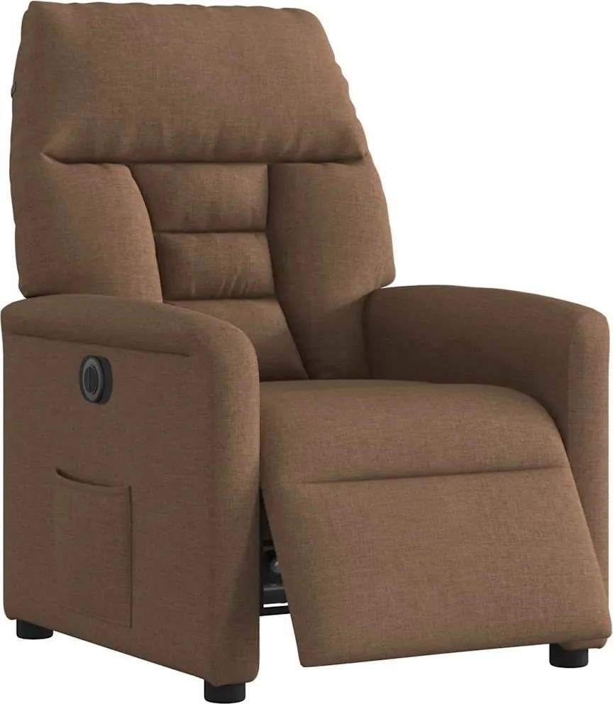 Elektrické polohovací křeslo hnědé textil 3303016