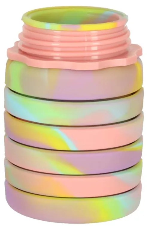 Creative Corner Láhev na vodu bidon silikonová skládací s rukojetí sportovní 500ml duhová