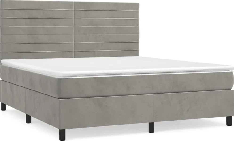 Box spring postel s matrací světle šedá 160x200 cm samet 3143091