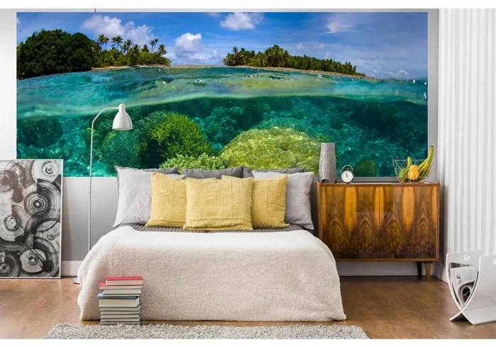 DIMEX | Panoramatická vliesová fototapeta na zeď Korálový útes MP-2-0200  | 375 x 150 cm | modrá, tyrkysová, zelená