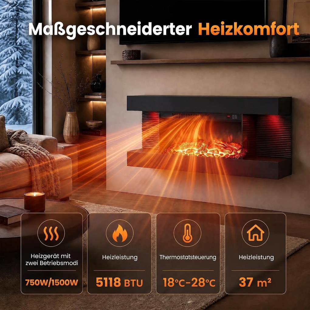Costway Třístranný elektrický krb 81 cm s LED, černý