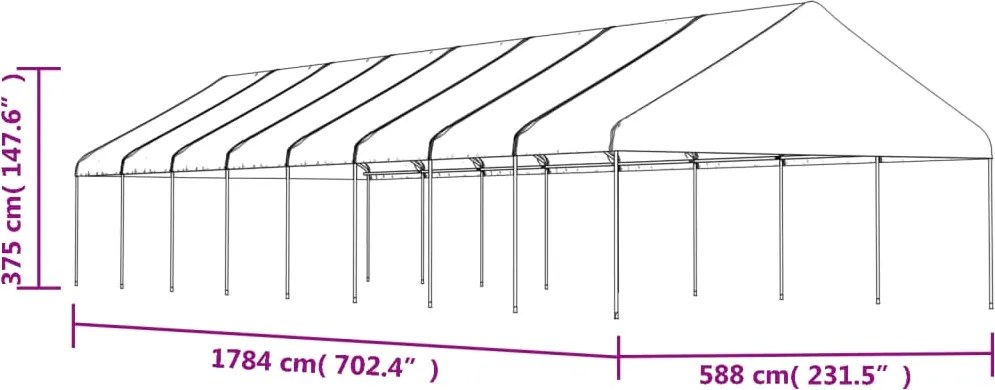 Altán se střechou bílý 17,84 x 5,88 x 3,75 m polyethylen 3155524