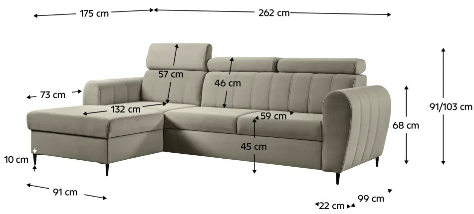 Kondela Rozkládací sedací souprava, béžová, levá, KORIO MINI