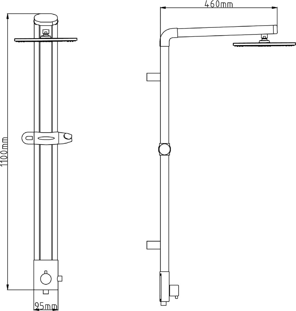 Aqualine Aqualine, TOUR sprchový sloup, v. 1100mm, hliník, SL030