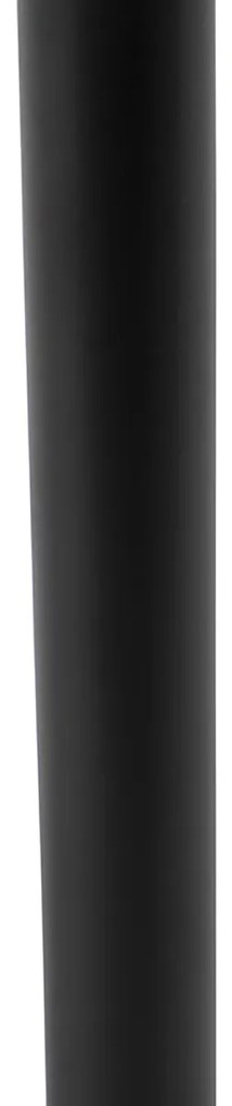 Moderní stolní lampa černá s lněným stínidlem světle šedá 35 cm - Simplo
