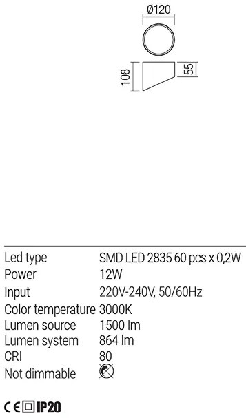Redo Stropní LED svítidlo Uto, ø12cm Barva: Černá