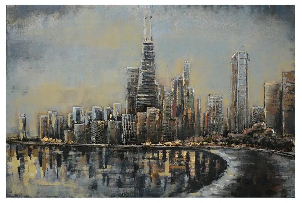 Nástěnný kovový obraz Skyline - 120*80*4 cm