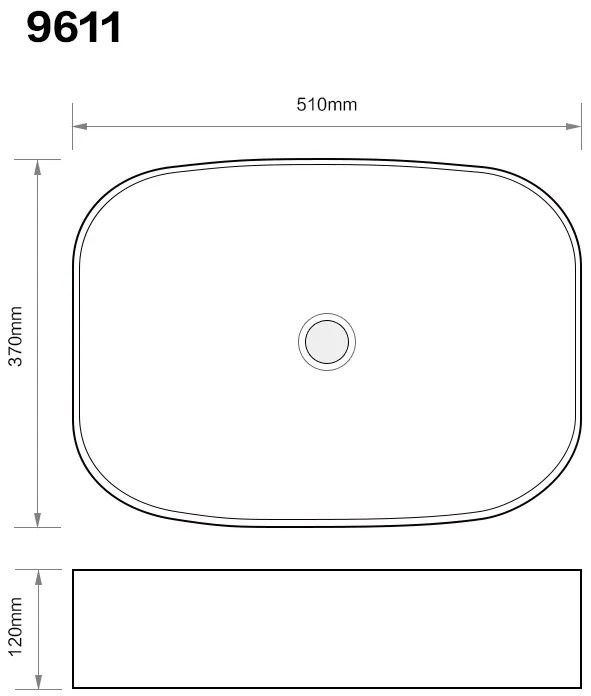 Erga Nancy, umyvadlo na desku 510x370x120 mm, bílá lesklá, ERG-V03-9611-WH