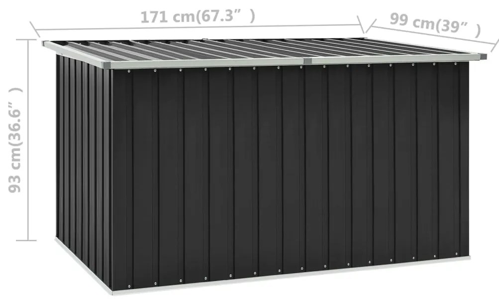 vidaXL Marketos Zahradní úložný box antracitový 171 x 99 x 93 cm