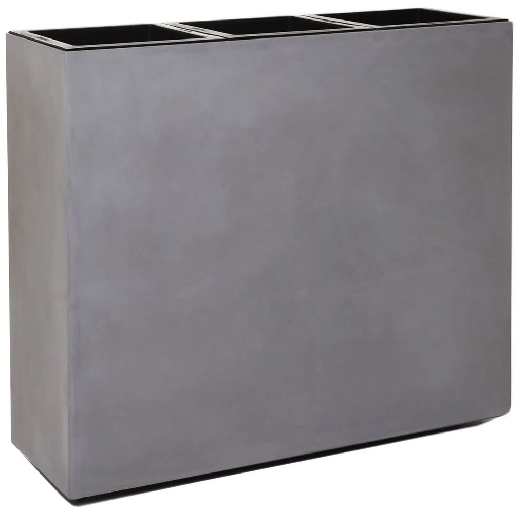 Květináč ELEMENTO na kolečkách, sklolaminát, šířka 88 cm, beton design šedá