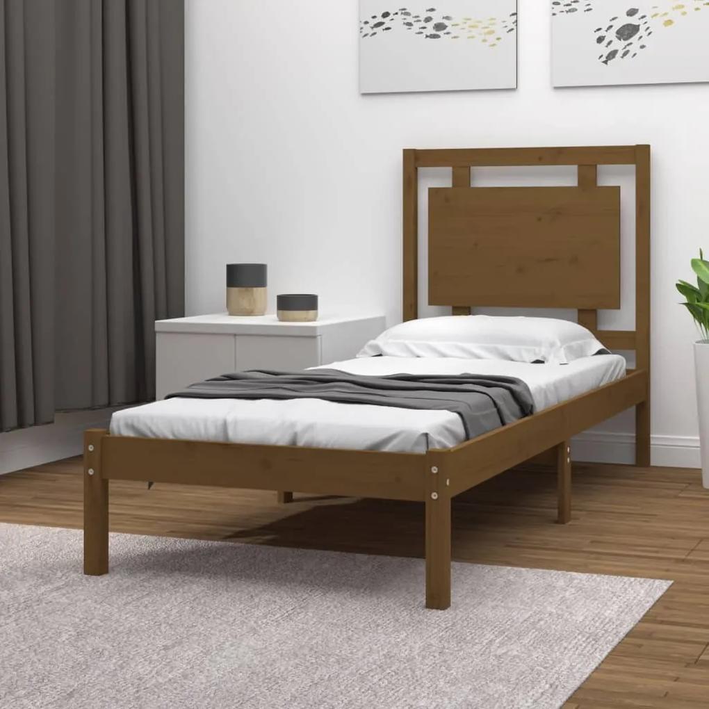 Rám postele medově hnědý masivní dřevo 100 x 200 cm,  3105528