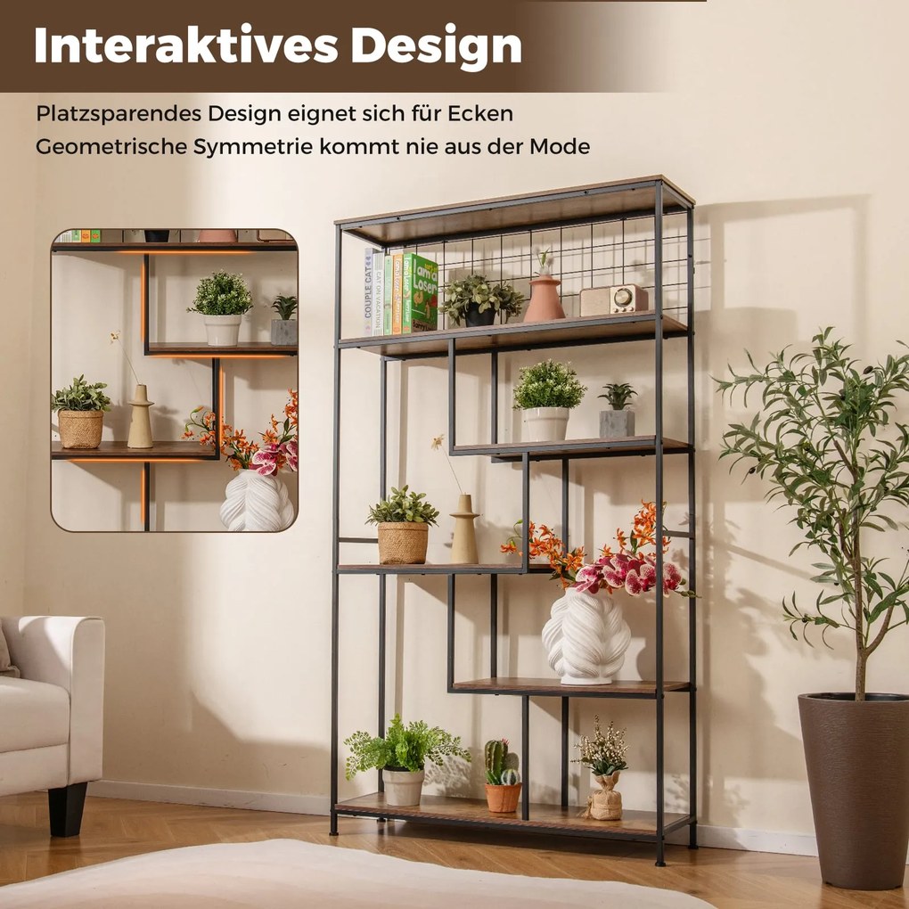 Costway 6 Tier Tall Bookshell Volně stojící stojan na rostliny s kovovou