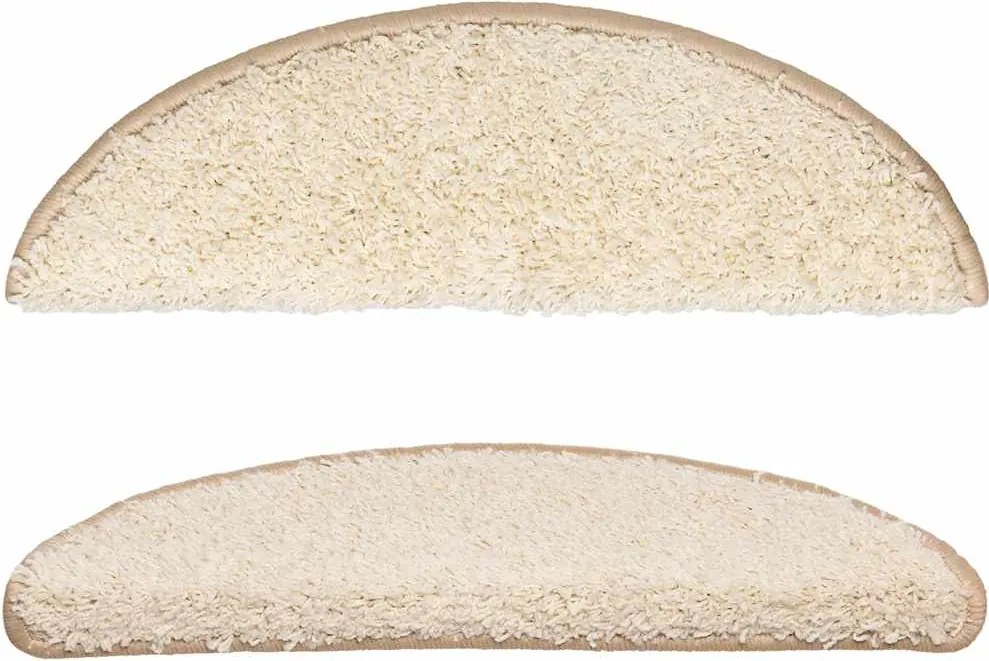 Schodové rohože 15 ks 56x17x3 cm krémové, půlkulaté 133896