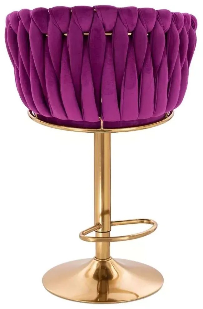 LuxuryForm DESIGN Barová židle NORDEN VELUR na zlaté kulaté podstavě - fuchsie