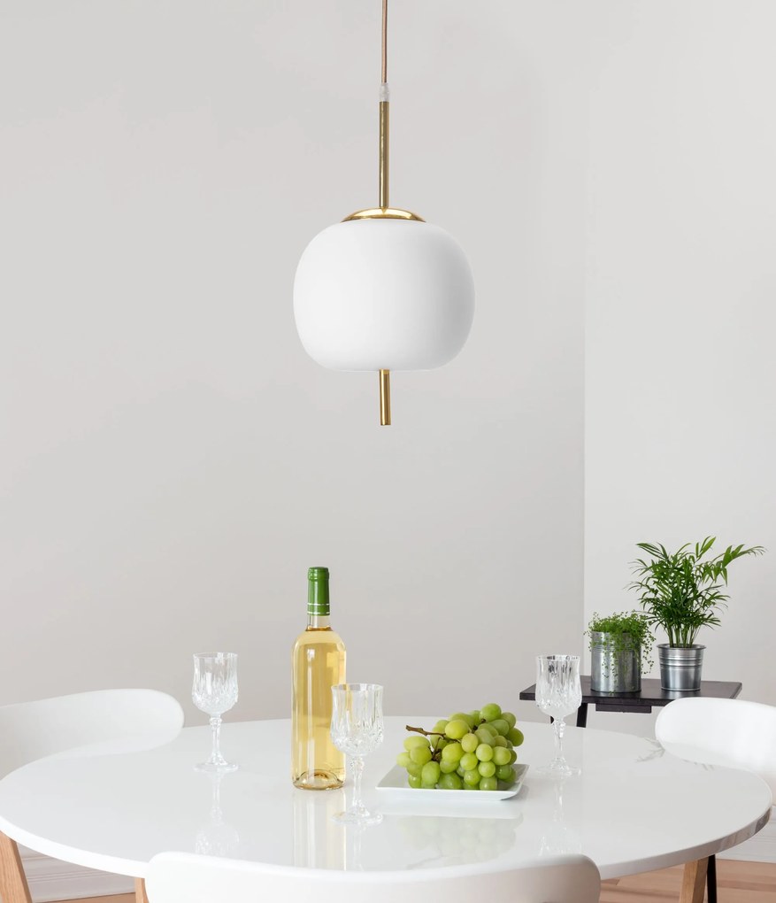 Toolight - skleněná závěsná stropní lampa APP669-1CP, zlatá, OSW-00094