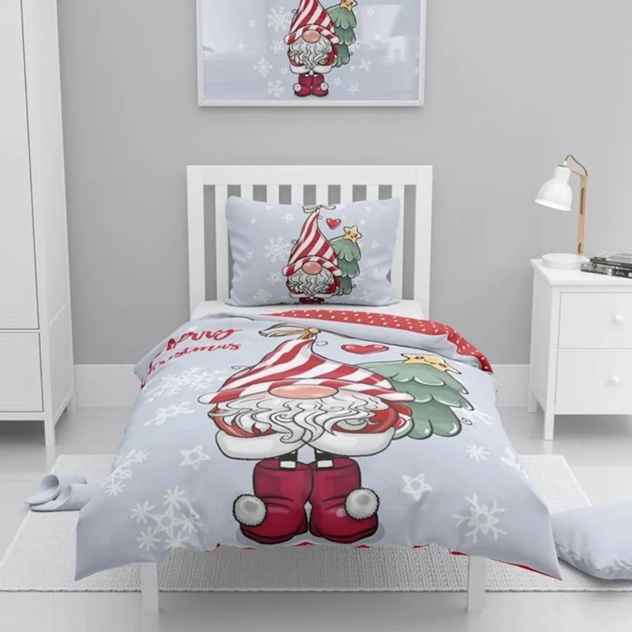 Bavlněné ložní povlečení Vánoční skřítek - 100% bavlna Renforcé - 70 x 90 cm + 140 x 200 cm