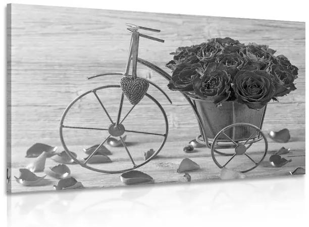 Obraz kolo plný růží v černobílém provedení - 120x80 cm