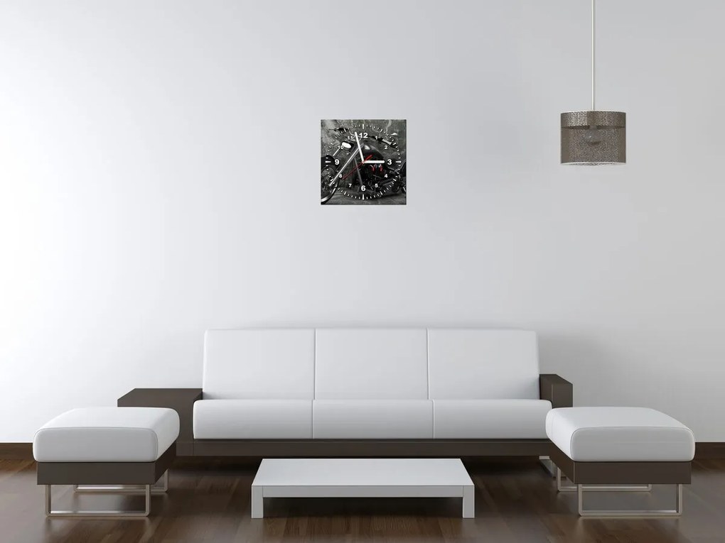 Gario Obraz s hodinami Tmavá motorka Rozměry: 30 x 30 cm